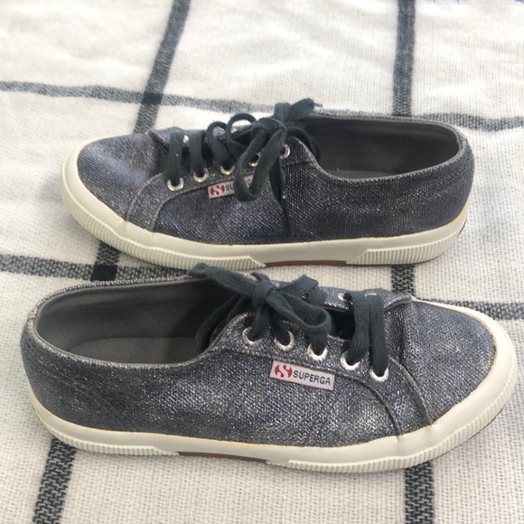 Superga | Shoes | Superga Blue Metallic Lace Up Sneaker Eu 37 Wos 65 ...